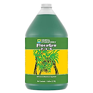 General Hydroponics FloraGro 2-1-6, Use With FloraMicro & FloraBloom, Provides Nutrients For Structural & Foliar Growth, Ideal For Hydroponics, 1-Gallon