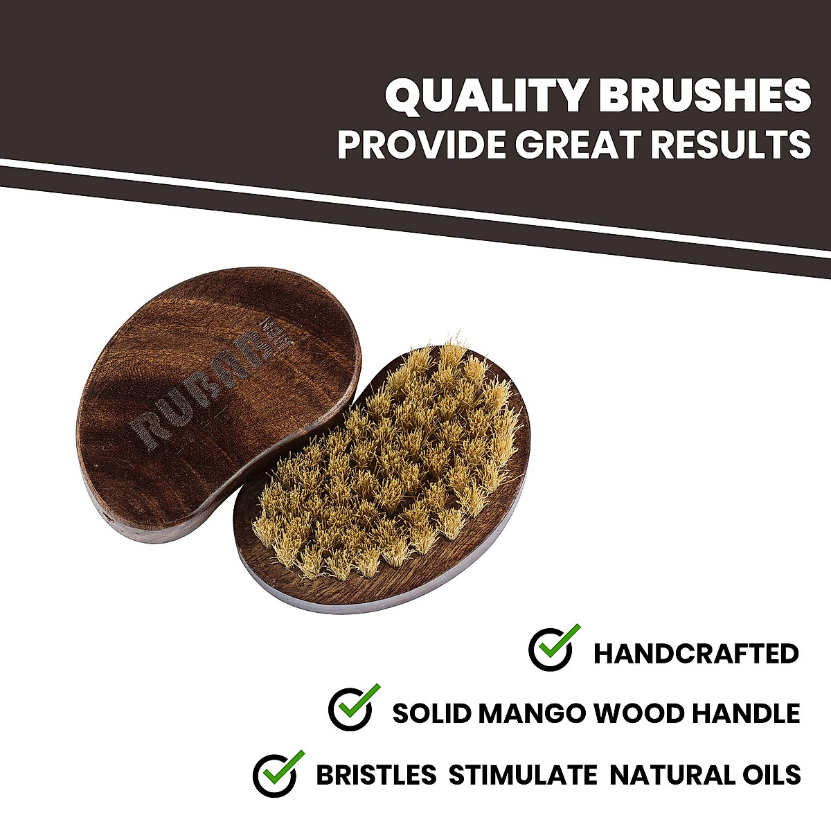 RUBAB MEN 100% Boar Bristle Beard Brush: Travel-Friendly, Premium Wood Handle & Hand-crafted in India | Ideal for Daily Beard Use