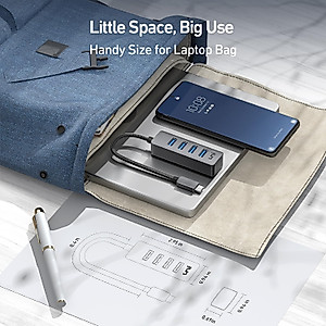 USB C to USB Hub 4 Ports, uni Aluminum USB 3.0 Multiport Adapter [Thunderbolt 3/4 Compatible] for MacBook Pro/Air, Mac Mini M2, Surface Laptops, XPS | Keyboard, Mouse, HDD, and More