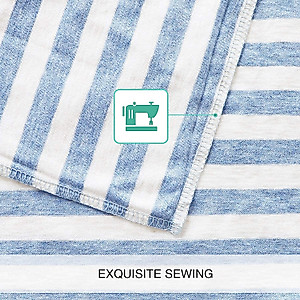 NTBAY 2 Pack Cotton 13" x18" Pillows with Toddler Organic Cotton Pillowcases, Soft Kids Crib Pillows for Sleeping with Envelope Closure Baby Travel Pillow Cases in Daycare Preschool, Blue Striped