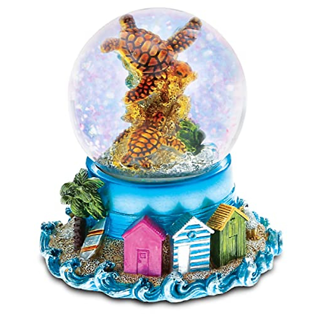 CoTa Global Cool Summer Sea Turtle Snow Globe - Water Globe Figurine with Sparkling Glitter, Collectible Novelty Ornament for Home Decor, for Birthdays, Holiday and Valentine's - 65mm