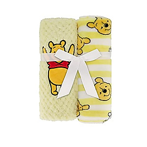 Disney 2-Pack Baby Blanket for Infants and Newborns, Plush Textured Fleece Winnie The Pooh Blanket, Perfect Unisex Gift for Toddlers