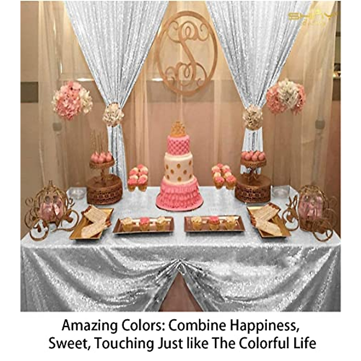 Sequin Backdrop 4x10ft Silver Sequin Curtains 2 Panels Wedding Drapes Glitter Backdrop Curtains for Parties Photography Background (4FTx10FTx2PC, Silver)