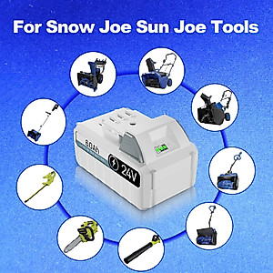 POWITEC 2Pack 6.0Ah Replacement Battery for Snow Joe Sun Joe 24V Battery for Snow Joe 24VBAT-LTE/LTW/LT 24BAT-LTX Series