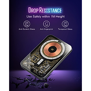 HINOVO 5000mAh Magnetic Wireless Power Bank, Transparent Portable Charger iPhone, Ultra Slim Battery Pack for Magsafe, Wireless Charger with 20W PD Fast Charge for iPhone 16/15/14/13/12 Series