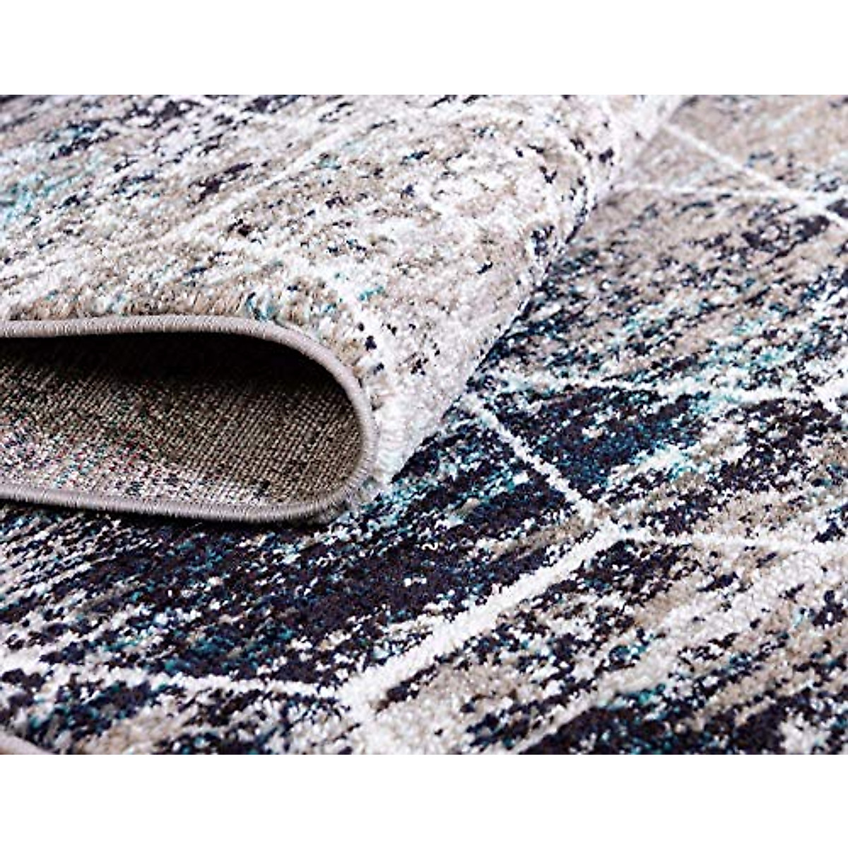 Unique Loom Trellis Frieze Collection Area Rug - Geometric (5' x 8', Blue Multi/ Ivory)