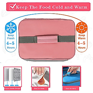 Ponydash Lunch Box Kids with Ice Pack - Keeping Cool for 4-5 Hours, Bento Lunch Box, 5 Parts Lunch Containers with Insulated Lunchbag