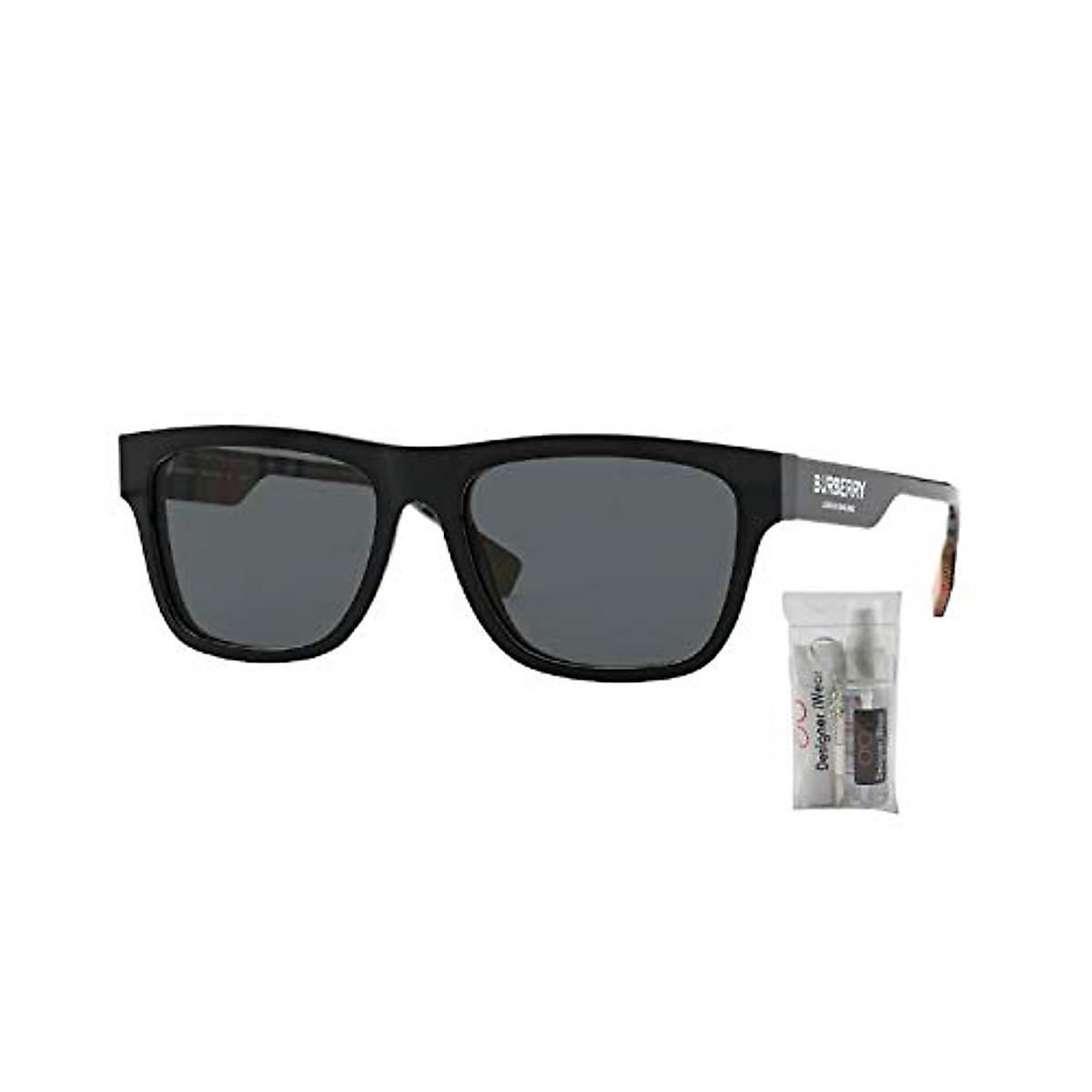 BURBERRY BE4293 377381 56M Black/Polarized Grey Square Sunglasses For Men+ BUNDLE with Designer iWear Complimentary Care Kit