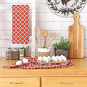 DII Lattice Basics Collection Kitchen Essentials, Dishtowel Set, Vintage Red, 2, Piece