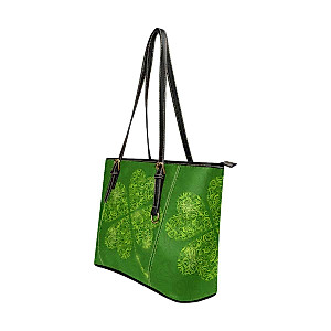 InterestPrint Womens Handbags Ladies Purses Shoulder Bags Tote Bag St. Patrick's Day Green Luck leaf