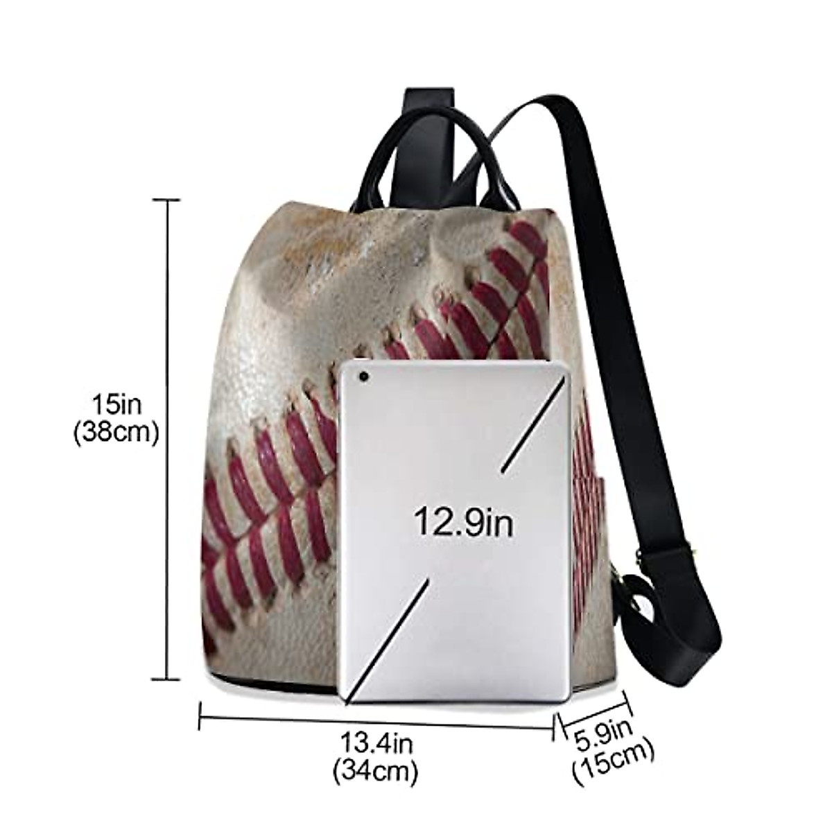 ALAZA Vintage Red Line Baseball Sport Women Backpack Anti Theft Back Pack Shoulder Fashion Bag Purse