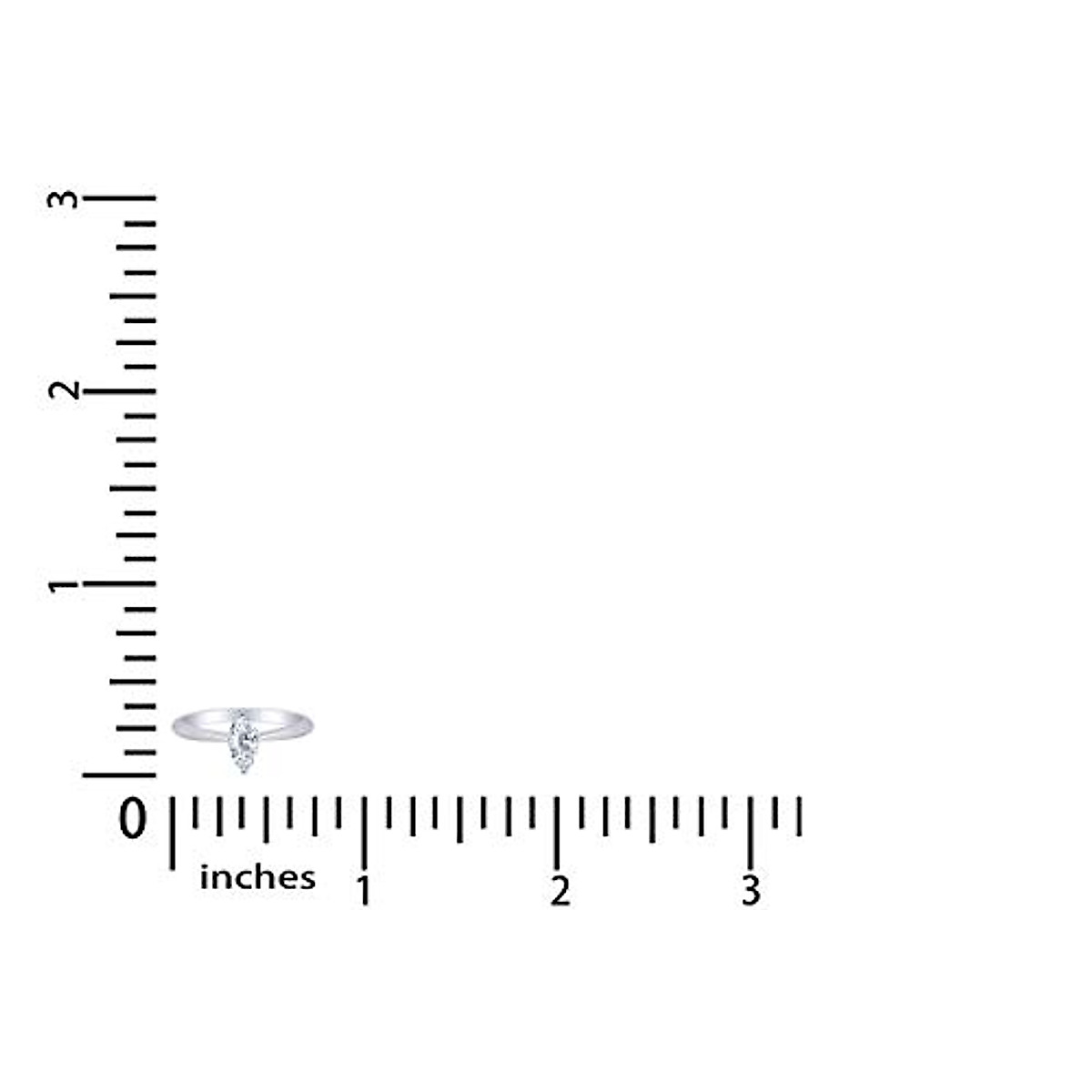 AFFY 8X4MM Marquise Shape Cubic Zirconia In 14K White Gold Over Sterling Silver Solitaire Engagement Rings (Ring Size-6)