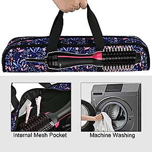 Beautyflier Travel Case for REVLON One-Step Volumizer, Storage Carrying Travel Bag for One Step Root Booster Brush Dryer, One Step Volumizer Storage Case for Hair Dryer and Hot Air Brush(Blue Flowers)