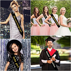 Black Sash Blank Sash 4pcs Black Birthday Sash Black Birthday Queen Sash Senior Sashes Mommy To Be Sash Miss Halloween Sash For Senior Night, Graduation, Diy, Beauty Pageant, Make Your Own Sash