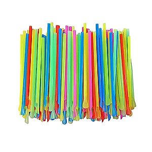Delicate 50pcs Disposable Spoon Straws Dual Use Drinking Spoon Straw for Smoothies Shaved Ice (Assorted Color)