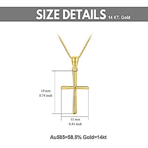 SISGEM 14k Gold Cross Pendant and Box Chain Necklace for Women, Baptism Jewelry Confirmation Gifts for Her, 18 inch