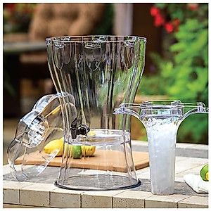Buddeez Clear Drink 3.5 Gallon Plastic Beverage, Comes with Stand, Spigot, Ice Cone, Large Punch Dispenser for Parties