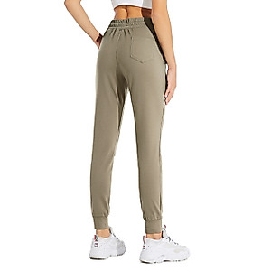 Willit Women's Fleece Lined Joggers Warm Pants Running Thermal Sweatpants Winter Athletic Hiking Water Resistant with Pockets Greige XS