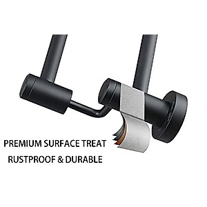 TocTen Double Bath Towel Bar - Thicken SUS304 Stainless Steel Towel Rack for Bathroom, Bathroom Accessories Double Towel Rod Heavy Duty Wall Mounted Towel Holder (Matte Black, 16 in)