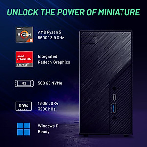 Skytech Mini PC X1 Gaming PC Desktop – AMD Ryzen 5 5600G 3.9 GHz & KOORUI 24 Inch Computer Monitor Full HD 1920 x 1080p VA Display 75Hz 3000:1 Contrast Ratio