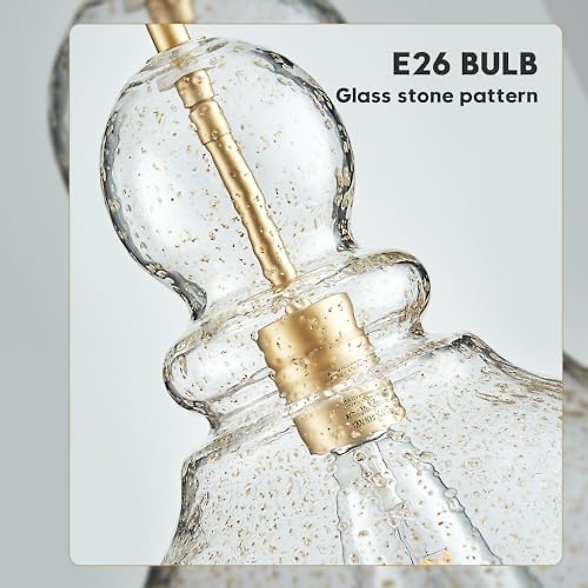 FookChak Gold Pendant Light, Modern Glass Pendant Lighting Over Table 10inch Large Brass Ceiling Haning Light Fixture for Kitchen Island Kitchen Sink Dining Room Hallway Entrance, 1-Light E26