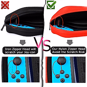 daydayup Switch Carrying Case Compatible with Nintendo Swtich, with 20 Games Cartridges Protective Hard Shell Travel Carrying Case Pouch for Console & Accessories(Red)