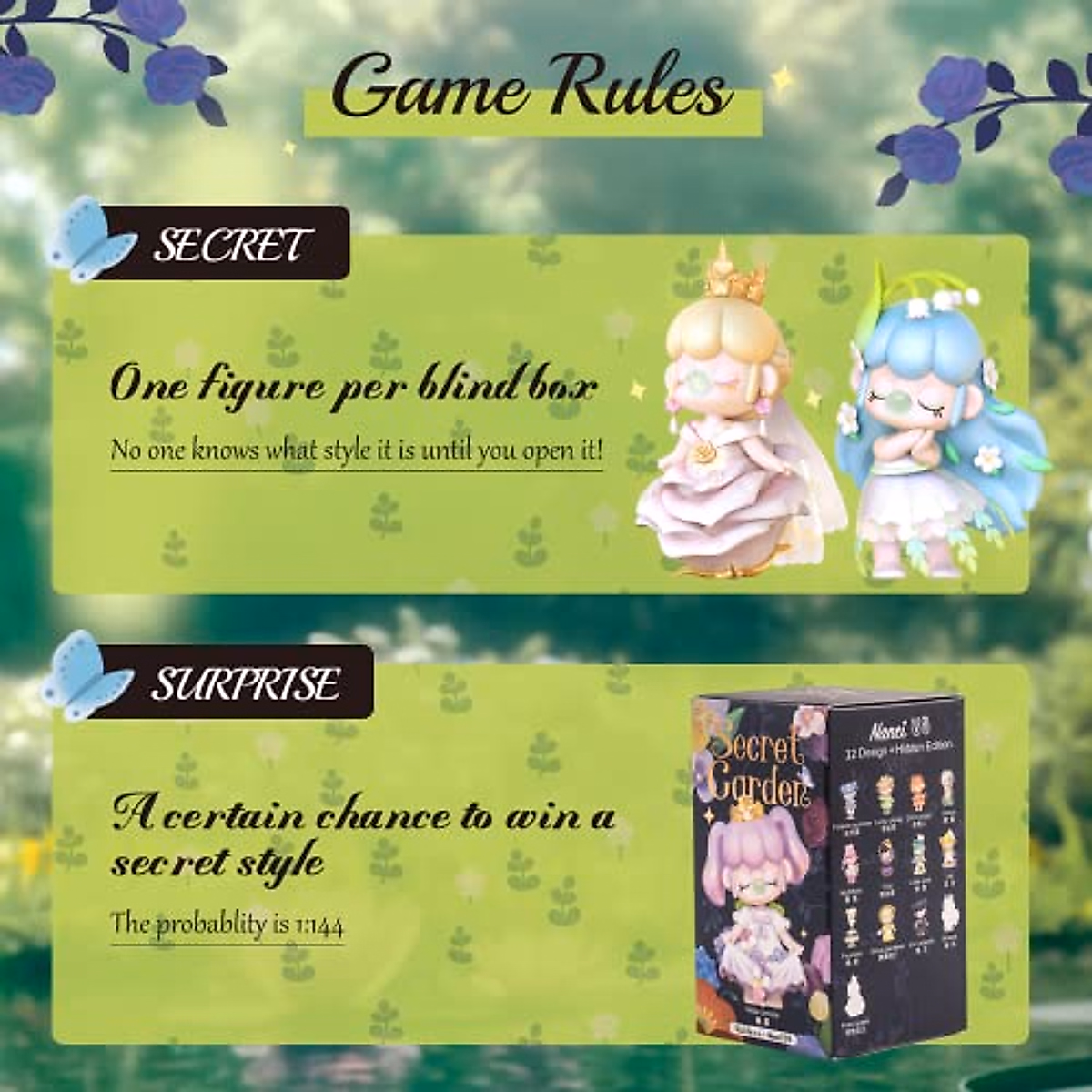 Rolife Nanci Blind Box-Secret Garden Series, 1PC Exclusive Action Figure Box, Popular Collectible Toy Cute Action Figure Creative Kits for Birthday Gifts/Christmas Holiday