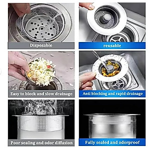 2024 New Upgraded Sink Bounce Core Drain Strainer, 3 in 1 Stainless Steel Sink Strainer Stopper Sink Aid, Universal Wash Basin Spring Core Sink Stopper Kitchen Bathroom Sink Bathtub Accessories (2)