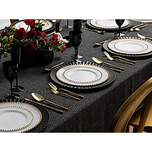 Posh Setting 7oz, Black Plastic Wine Glasses Hard Plastic Disposable Stemware, Drinking Cups with stem for Toasting, Weddings parties Plastic Wine cups for Home [8 Pack]