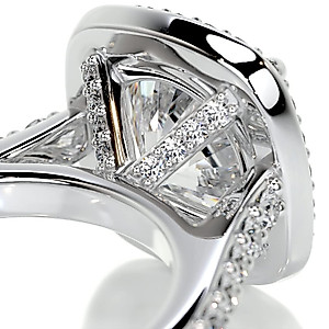 Solid Gold Handmade Wedding Rings 2 CT Round Cut Moissanite Diamond Halo Bridal Engagement Rings for Anniversary Propose Gift (14K Solid White Gold)