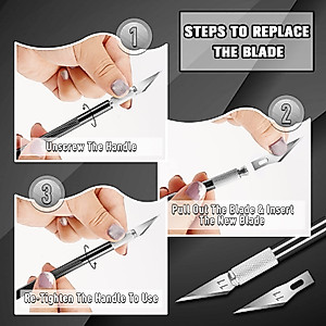 DIYSELF 2 Pack Exacto Knife for Crafting, Art, Hobby Knife for Fondant, Craft Knife Exacto, Precision Knife for Crafts, Leather, Art Knife Set, Exacting Knife Set with Extra 20 Blades #11(Black)