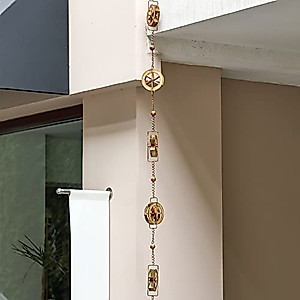 AINISIS 5-7/10-Feet Gutter Rain Chain,Water Wheel Rain Catcher Chain Outdoor Garden Decorative Art