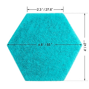 Foxmas Kids Rug for Princess Tent, 4.6 FT Teal Fluffy Rug for Girls Castle, Hexagon Rug Baby Play Mat for Nursery, Super Soft Fuzzy Plush Rug for Girls Bedroom, Baby Nap Mat Carpet Kids Room Decor