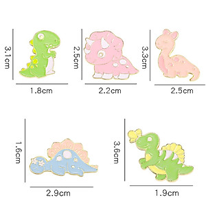 5 Pcs Cute Dinosaur Brooch Enamel Pin Set Cartoon Dinosaur Brooch Pins Animal Patter Lapel Pins for Bags Clothes Caps Women Girls Gift