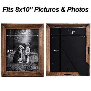 Yaetm-8x10 Picture Frame, Natural Solid Wood Photo Frame Display for Tabletop And Wall High Definition Glass Carbonized Black(2 pack)