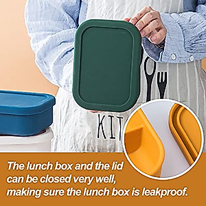 YFBXG Bento Lunch Box Container, Reusable Silicone Bento Lunch Container,Leak-Proof 3 Compartment Bento Box for Adult & kids, Microwave Safe (Green)