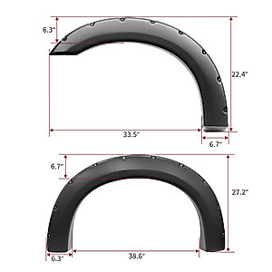 LEDKINGDOMUS Fender Flares Kit Compatible for 1999-2007 Ford F-250 / F-350 / F-450 Super Duty, UV Protected Dura-Flex Material Smooth Black Finish Front Rear Fenders Pocket Rivet Style 4pcs