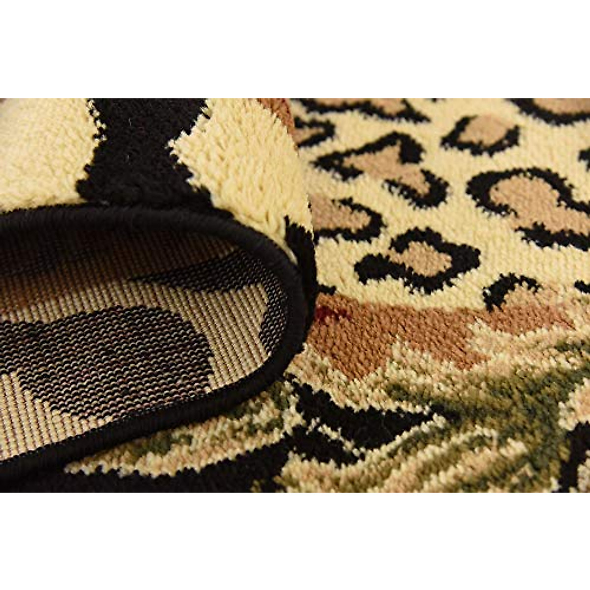 Unique Loom Wildlife Collection Animal Inspired with Cheetah Bordered Design Area Rug, 5 ft x 8 ft, Ivory/Black