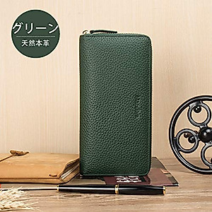Mandiva Women's Leather Wallet RFID Blocking Zip Closure Travel Purse (Green)