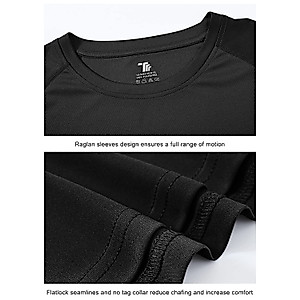 TBMPOY Men's Hiking Shirts Waterproof Dry Fit Athletic T-Shirts SPF Long Sleeve Safari Shirts Outdoor Work Swim Fishing Tops Black XXXL