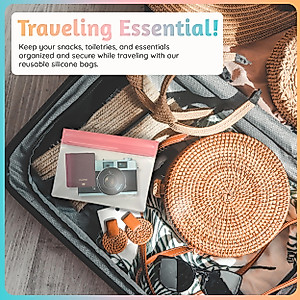 Reusable Silicone Food Storage Bags – 21-Pack Stand-Up, BPA-Free, Freezer, Dishwasher Safe & Eco-Friendly – 4 Gal, 6 L, 7 M, 3 S + Rack – Airtight Leakproof, Organization and Storage Bags (Multicolor)