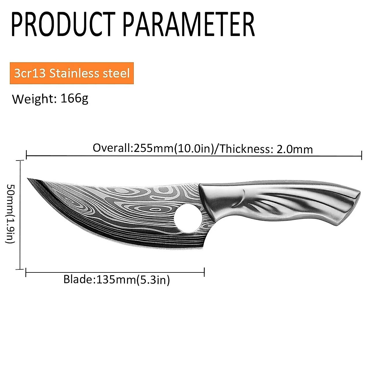 Cleaver Knife,Meat Cleaver, Boning Knife For Kitchen Stainless Steel Cleaver Meat Fruit Boning Fishing Hunting Camping Kitchen Chef Knife (Color : Knife with Cover)