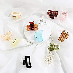 12 PCS Hair Claw Clips, Small Hair Clips for Women Girls, Mini Square Claw Clips, Rectangle Tiny Hair Jaw Clips, Non-slip Banana Clips Barrettes for Thin/ Medium Hair