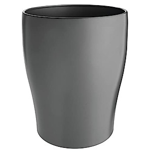 mDesign Metal Rubbish Bin – Round Waste Bin for The Kitchen, Bathroom and Office – Waste Paper Bin for The Entire Household – Grey