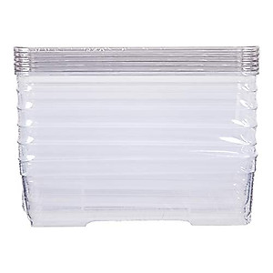 AB Designs Bin Pack, [6] Long Home Organizer Storage Boxes with Lids, Translucent Clear