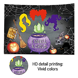 Drink Up Witches Theme Background 5x3ft Halloween I Smell a Child Photography Backdrop Baby Shower Kids Birthday Trick or Treat Party Decorations Boo Bats Pumpkin Dark Night Photo Booth Props