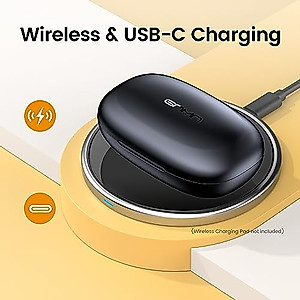 GNMN Bluetooth Headphones Wireless Earbuds V5.3 Over Ear Buds 50Hrs Playback Wireless Charging Case Waterproof Earphones Sports Headset with Earhooks & Dual Power Display for Running Workout