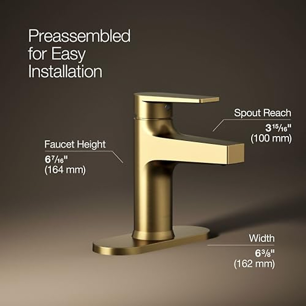 KOHLER Taut Single-Handle Bathroom Sink Faucet with Escutcheon