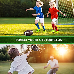 Jerify 9 Pack Rubber Footballs 9 Inch Rubber Footballs Playground Inflatable Football Bulk for Kids Comfortable Grip Football for Junior Youth Outdoor(Brown)