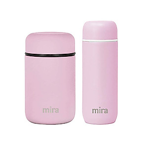 MIRA Kids Lunch Bundle with 7oz Insulated Bullet Flask (Taffy Pink) and 13.5oz Insulated Food Jar (Rose Pink)